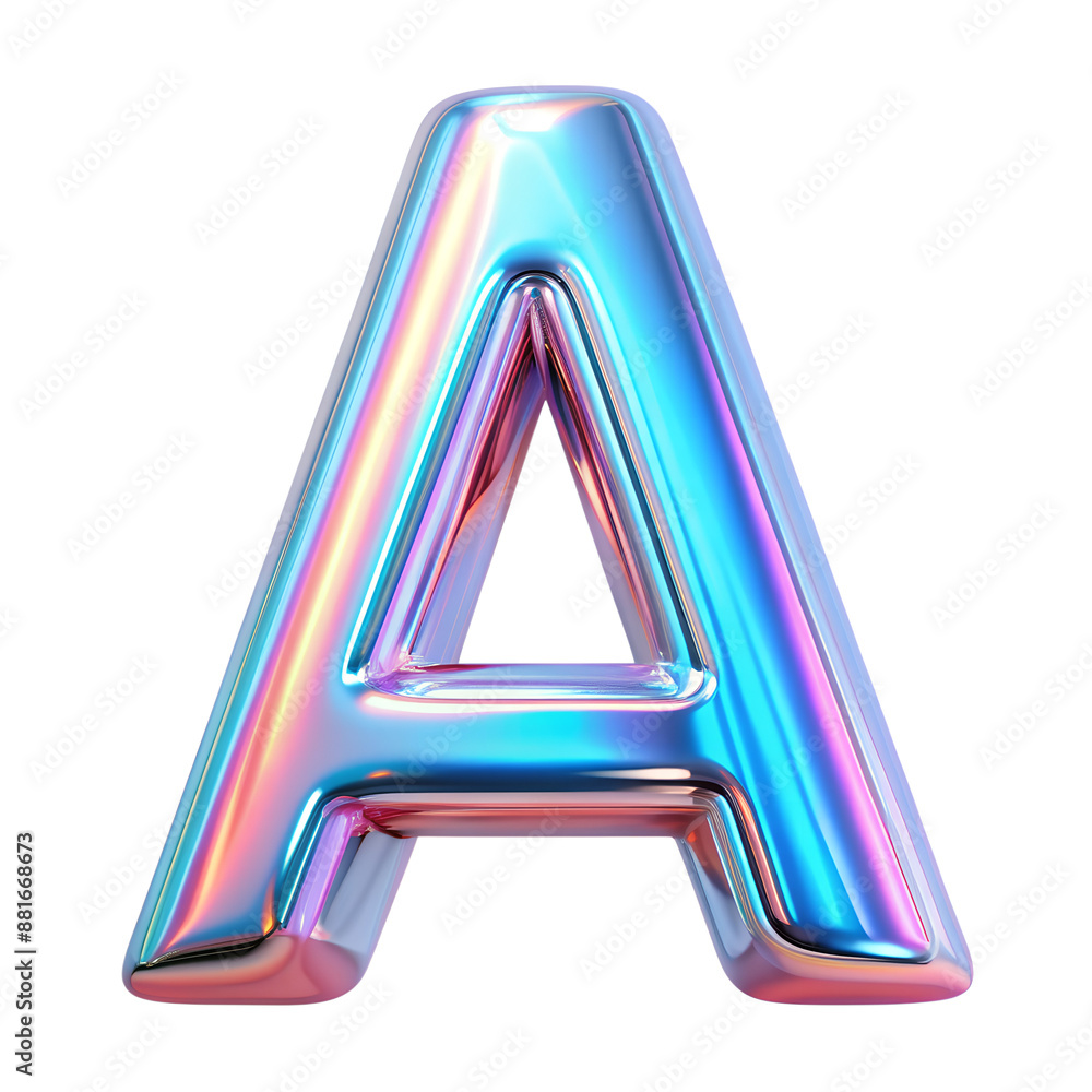 3D shiny letter A isolated on transparent background with clipping path ...