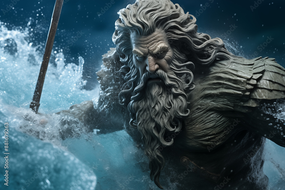 Image of the Greek god Poseidon. Greek mythology. Ancient Greece. World ...