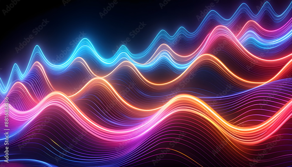 Neon Waves Background- Electric neon waves in bright colors, creating ...