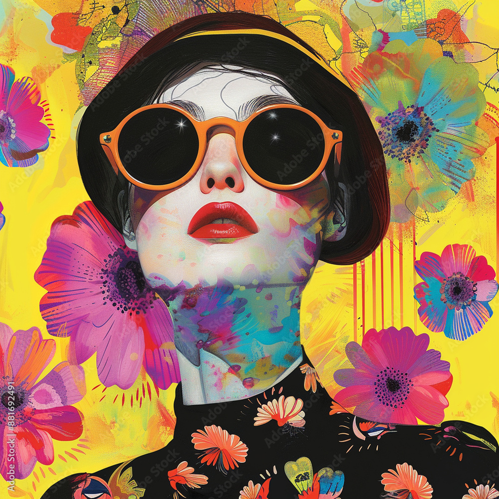 Fashion illustration. Colorful pop art 80s comic style fashion drawing ...