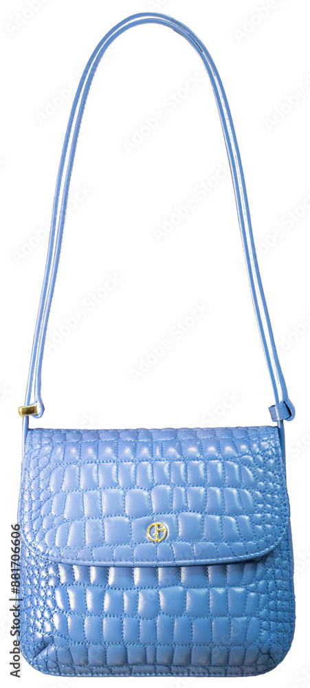 La Prima blue leather shoulder bag with golden GA logo by Giorgio ...