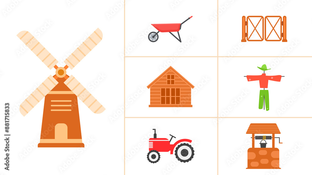 Animated Farm Life Icons Stock Template | Adobe Stock