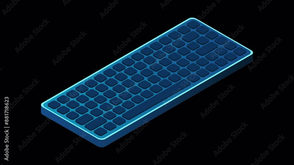 Isometric computer keyboard animation. Personal computer hardware ...