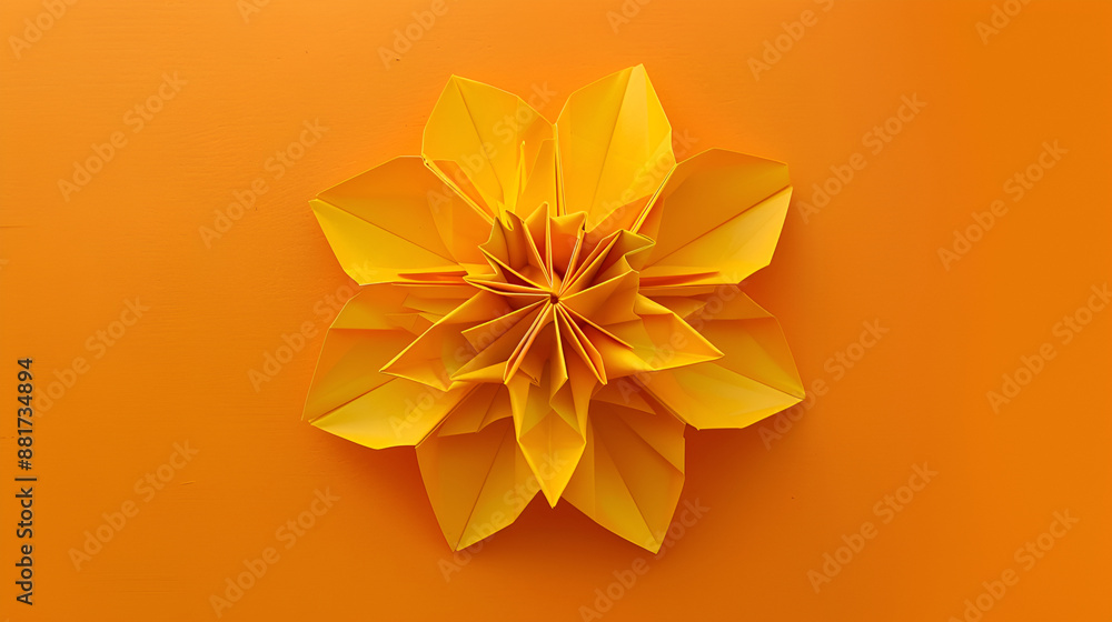 Stellated dodecahedron origami onyellow background, Modular paper ...