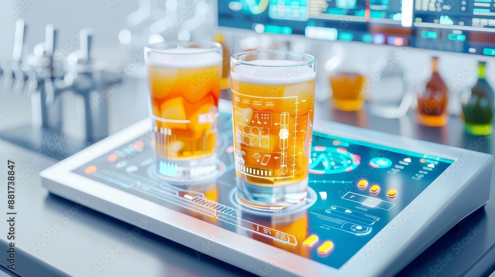 Holographic beverage production, digital brewing methods, futuristic ...