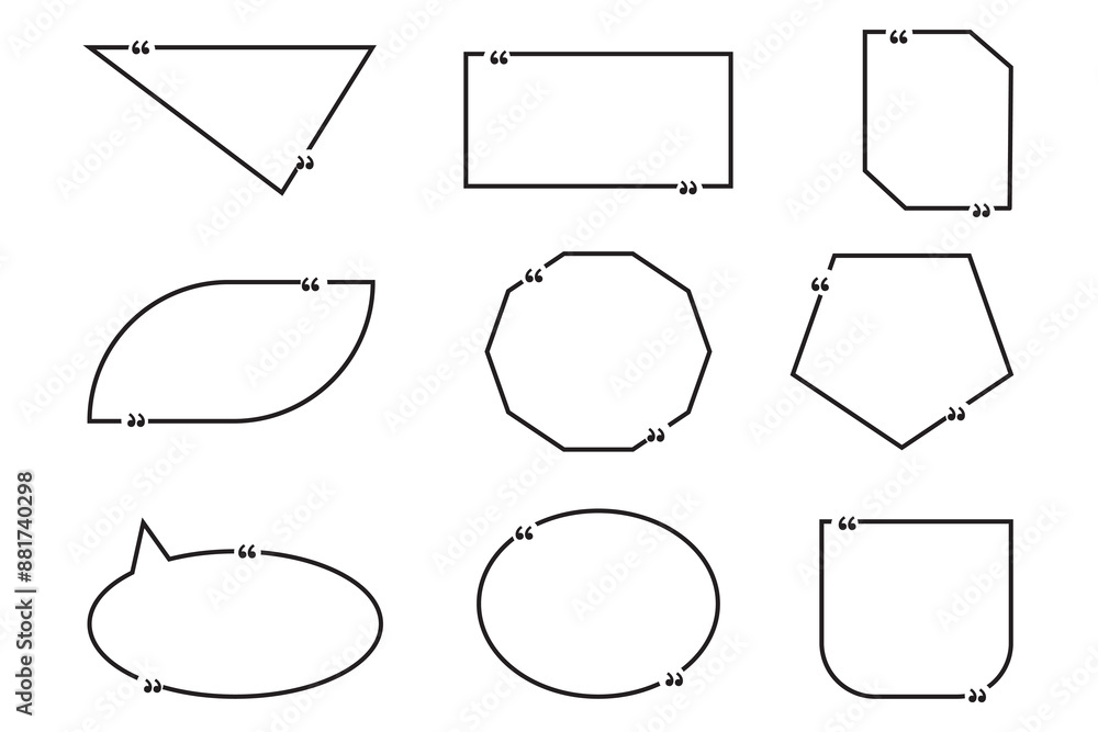 Quote box frame, icon, vector set. Quotation paragraph symbol icon ...