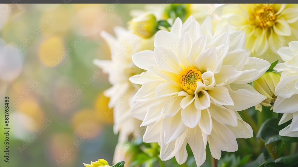 Ivory dahlia a genus of bushy tuberous herbaceous perennial plants ...