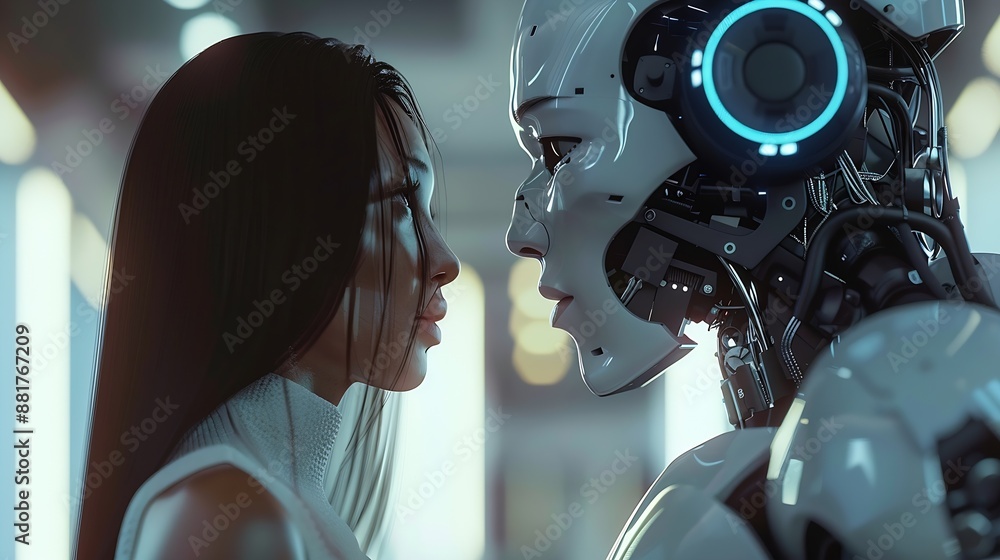 Human interact with AI artificial intelligence virtual assistant robot ...