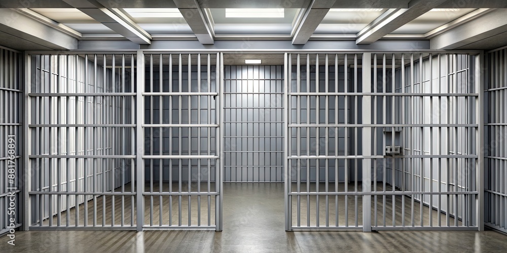 Fotografie, Obraz Metal jail bars in a prison cell , confinement ...