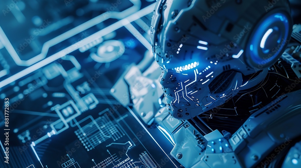 AI concept controlling technological tools intelligent robots Development of an artificial code ...