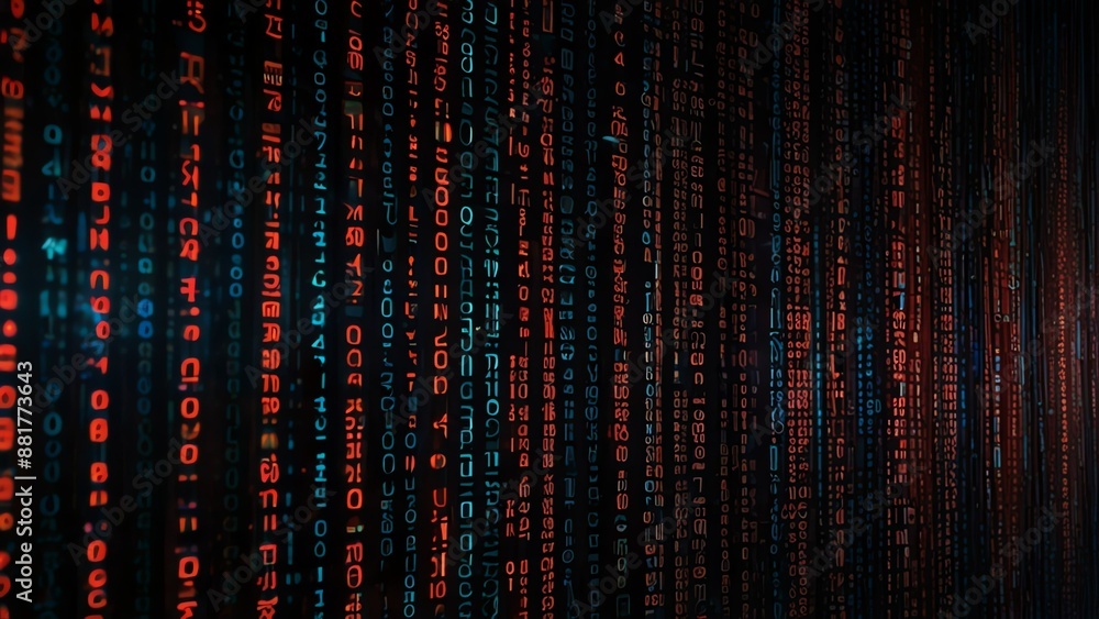Abstract technological background with binary code and holographic ...