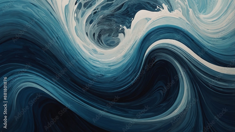 Abstract digital artwork with swirling wave-like patterns. The layout ...