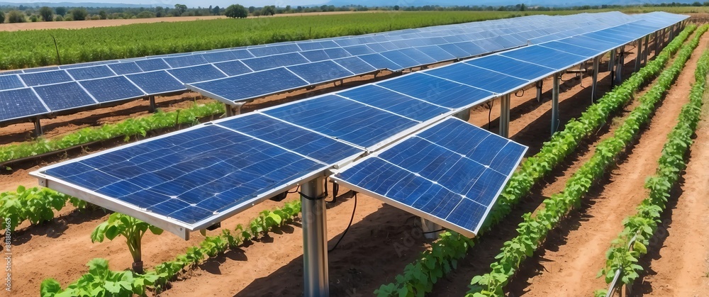 Solar panels in an agricultural field combining renewable energy and ...
