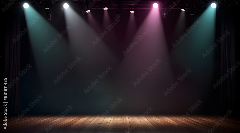 Theater stage light background with spotlight illuminated the stage ...