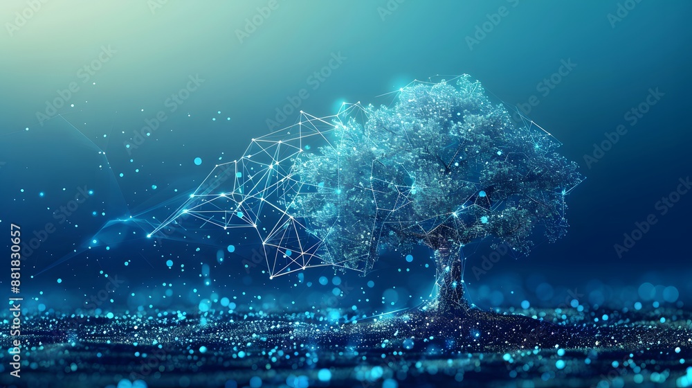 Digital tree with sprouts and binary code in glowing futuristic ... Digital tree with sprouts and binary code in glowing futuristic ...