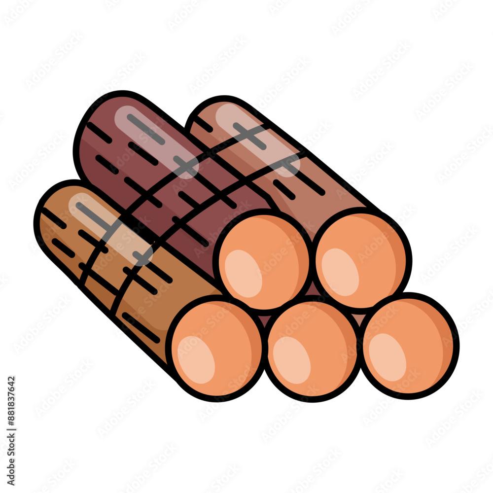 logging of the woodworking and processing concept, Piles of birch logs ...