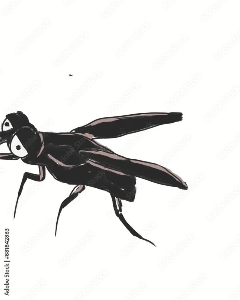 2d frame by frame animated fly, insect animal animation, loop of bug ...