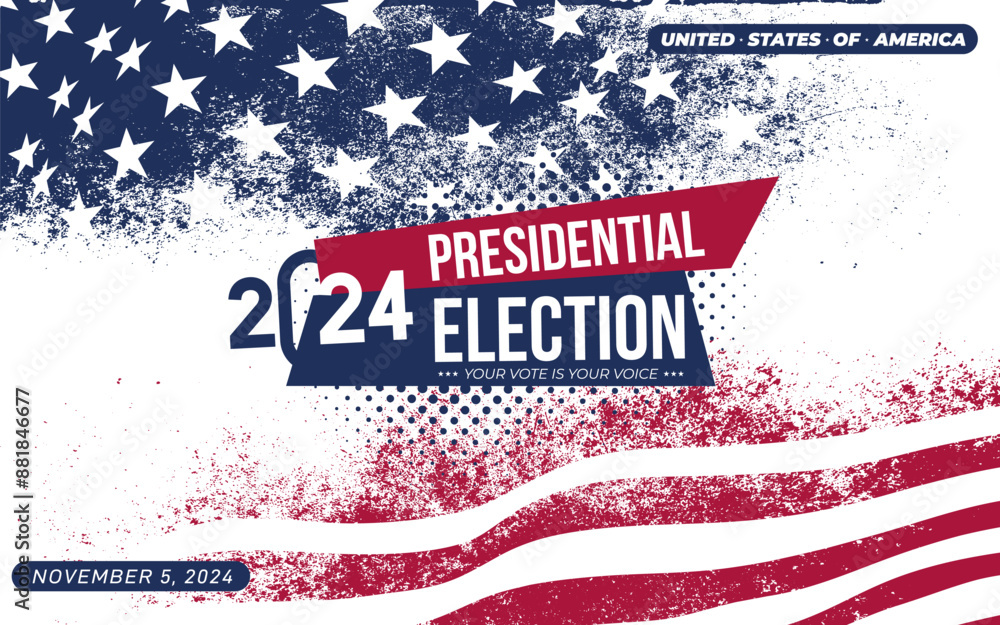 Presidential election day. Vote 2024 in USA, banner design. Election ...