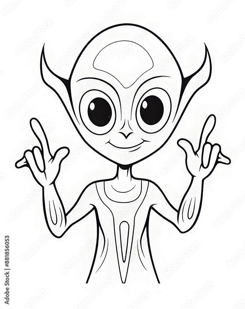 Extraterrestrial Encounter. Otherworldly alien Coloring Page Collection ...