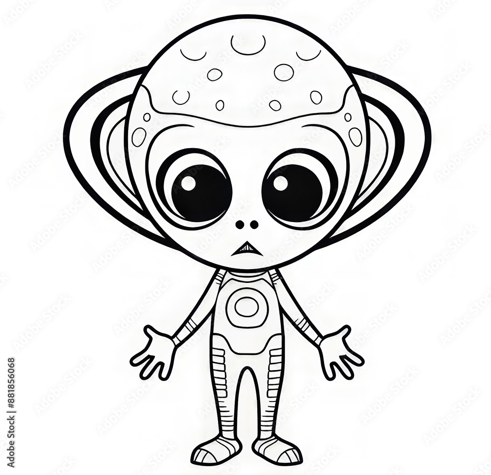 Extraterrestrial Encounter. Otherworldly alien Coloring Page Collection ...