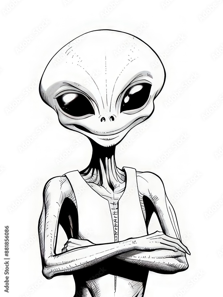 Extraterrestrial Encounter. Otherworldly alien Coloring Page Collection ...