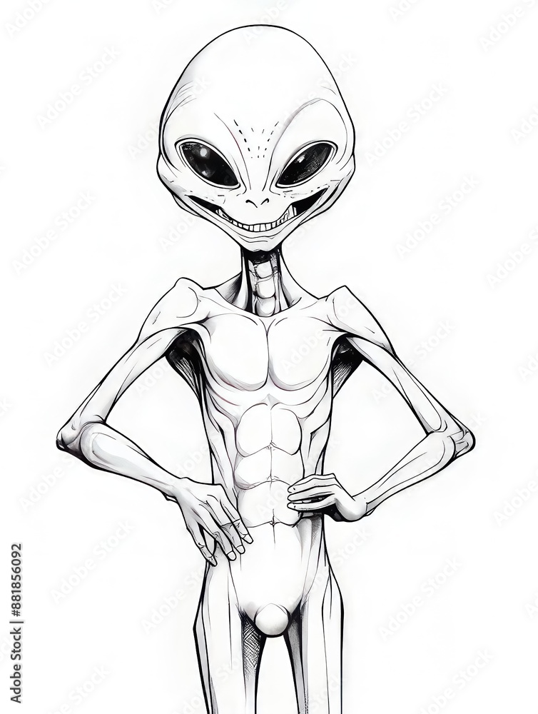 Extraterrestrial Encounter. Otherworldly alien Coloring Page Collection ...