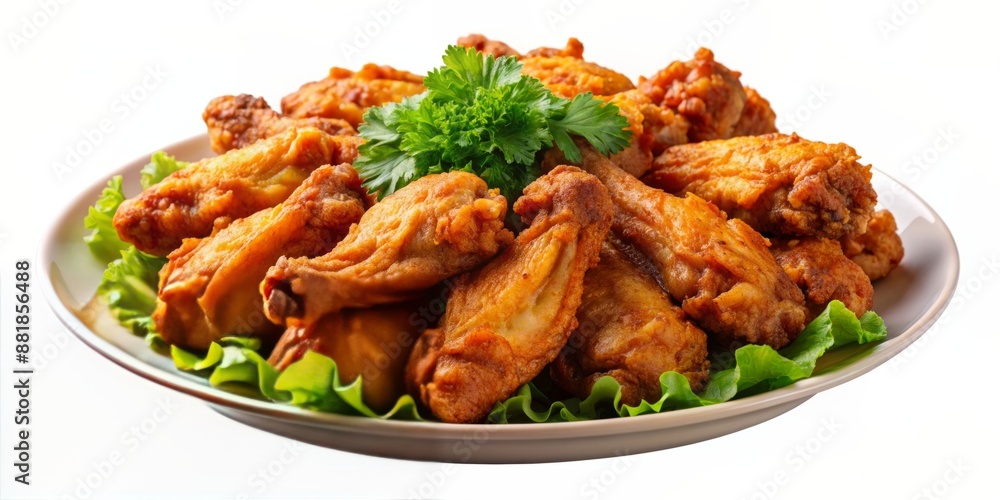 flaying Fried chicken wings isolated on transparent background Remove ...