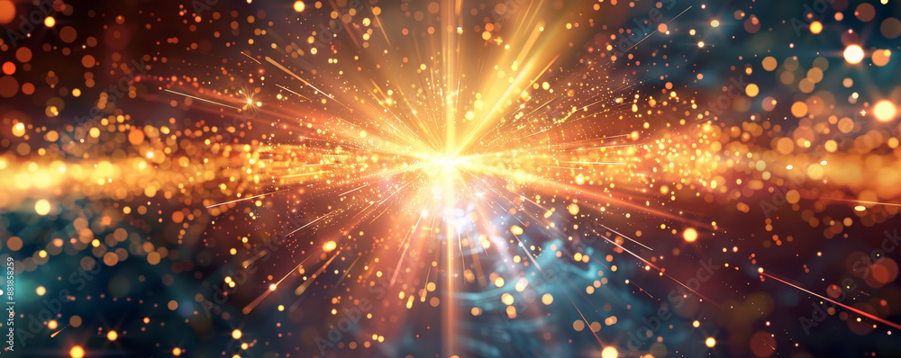 An abstract energy background with radiant beams of light bursting from ...
