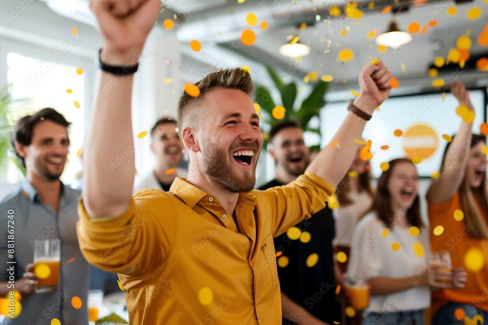 Enthusiastic Team of Startup Founders and Employees Celebrating Launch ... Enthusiastic Team of Startup Founders and Employees Celebrating Launch ...