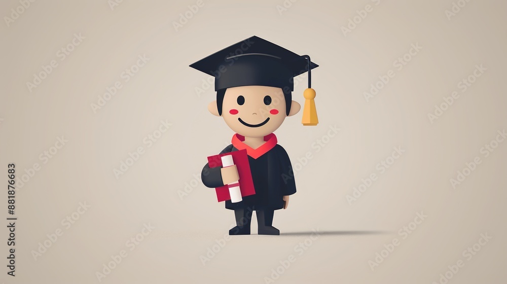 Stick man holding a diploma - graduation ceremony concept - Stick ...