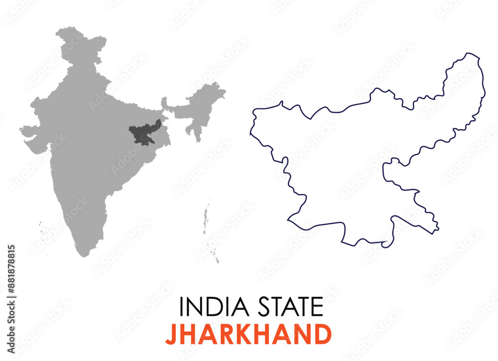 Jharkhand map of Indian state. Jharkhand map vector illustration ...