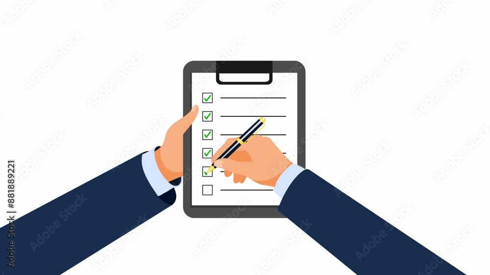 Checklist on clipboard High Definition colorful animations scenes ...