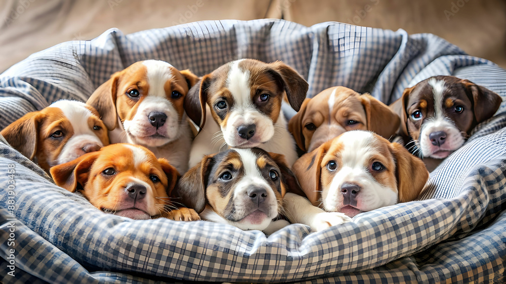 Cute, colorful and lovely puppies of different breeds Stock ...