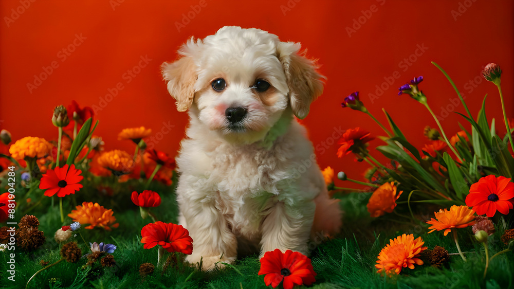 Cute, colorful and lovely puppies of different breeds Stock ...