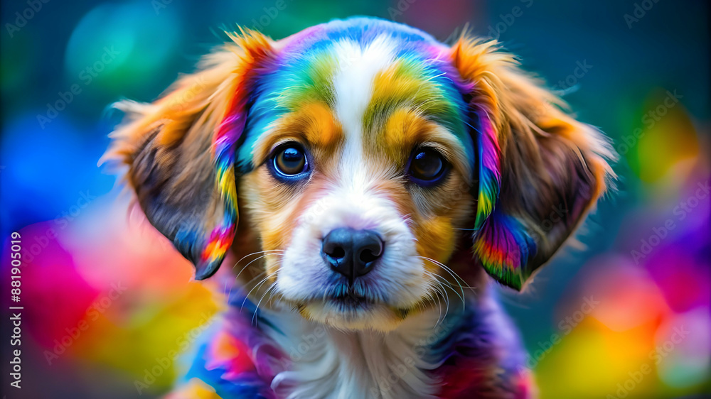 Cute, colorful and lovely puppies of different breeds Stock ...