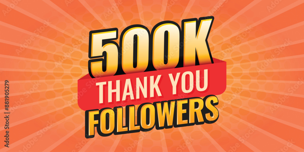 Thank you 500000 followers icon in flat style. Subscription amount ...