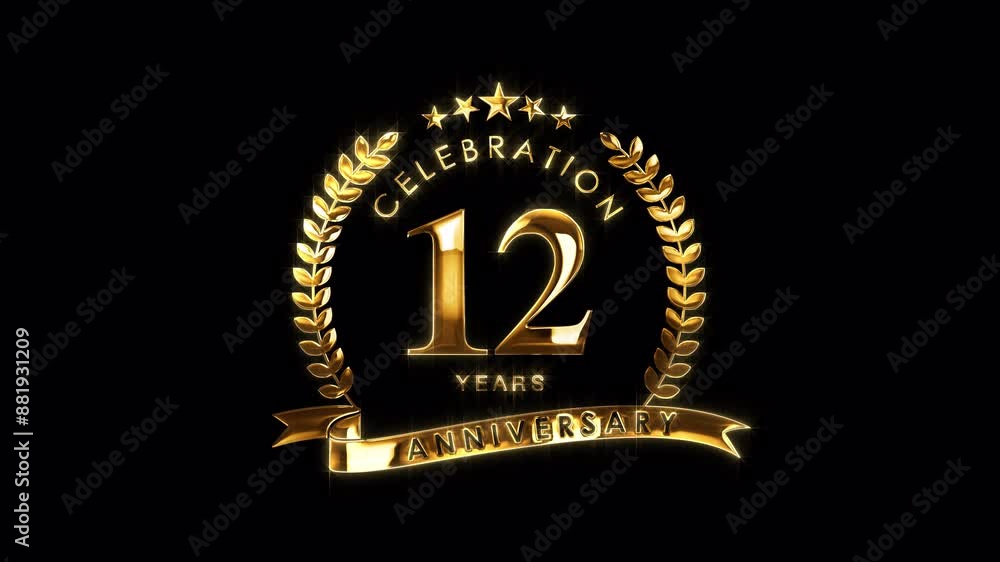 Luxurious 12th Anniversary Celebration. Golden 12 Years Anniversary ...