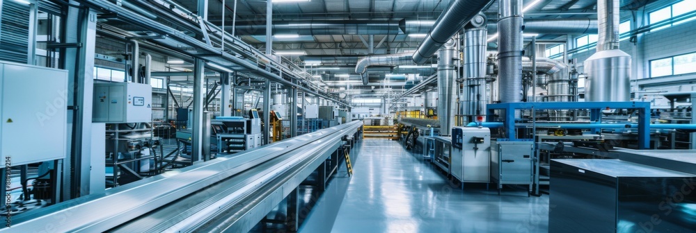 Modern Eco-Factory with Green Manufacturing Practices, Highlighting ...