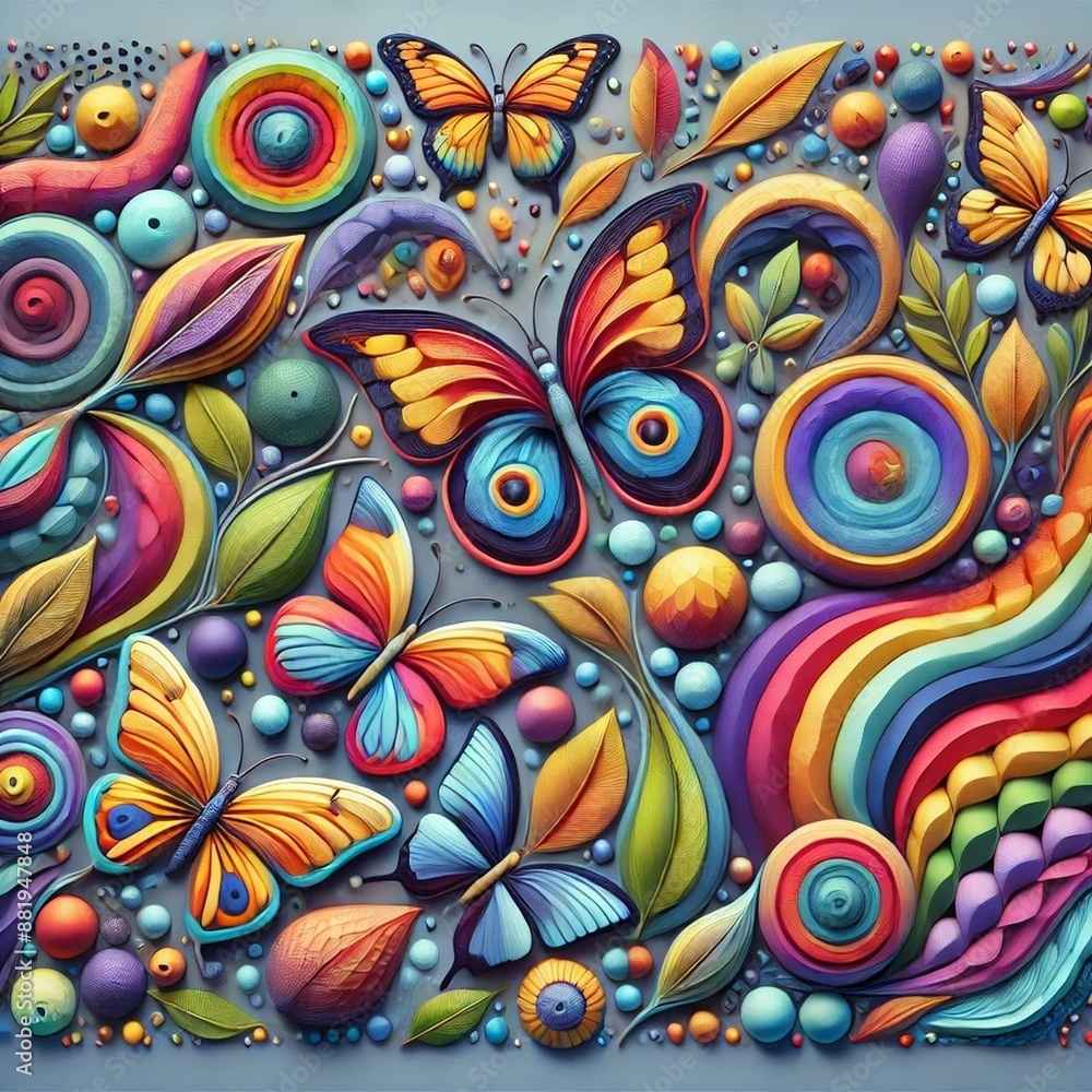 3D pattern based on the theme of metamorphosis, incorporating elements ...