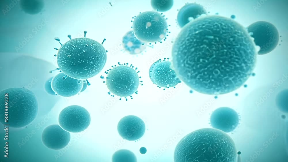 Dynamic 3D animation of T-cells and lymphocytes in motion, highlighting ...