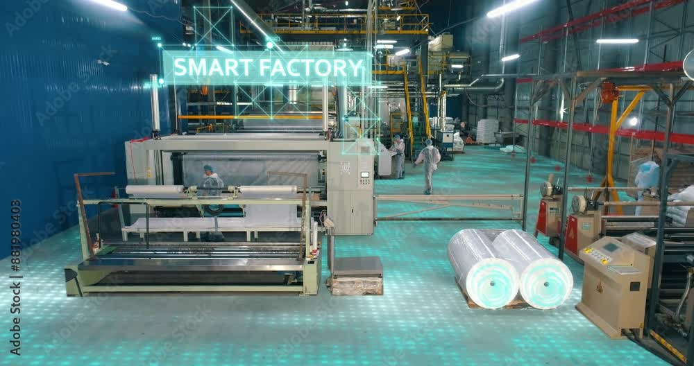 Visualization of a smart factory inside. Inside a smart factory concept ...
