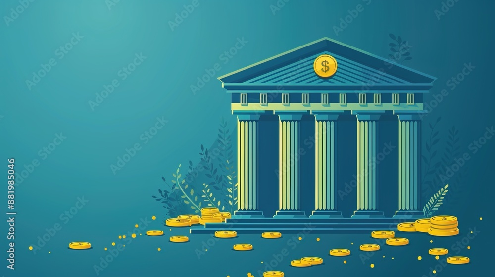 Bank illustration sketch - money bills, currencies and transactions ...
