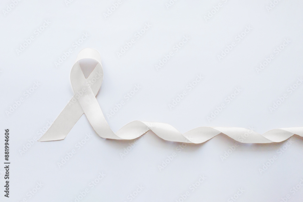 White light pearl color ribbon for Lung cancer awareness and Multiple ...