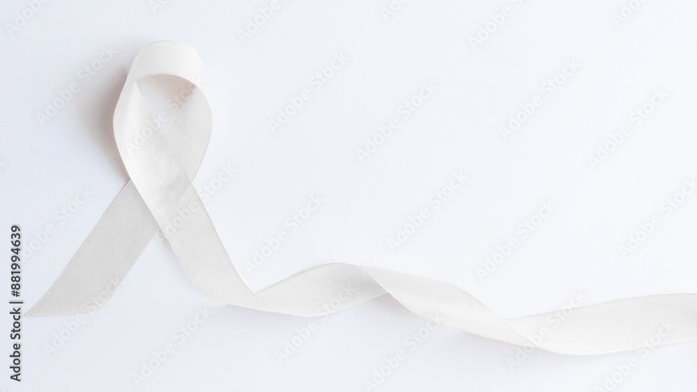 A White light pearl color ribbon for Lung cancer awareness and Multiple ...