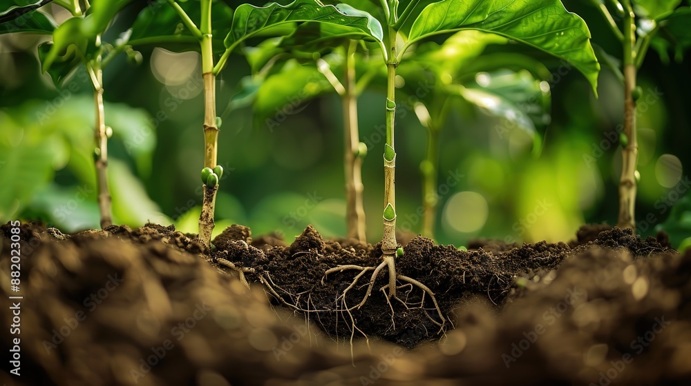 Thriving Coffee Plant Roots: Symbol of Growth and Sustainability in ...
