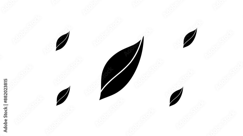 Zoom in and out animation the leaflet symbol. Large black symbol in the ...