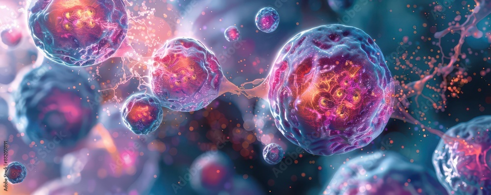 Artistic rendering of human cell structure, labeled cellular components ...