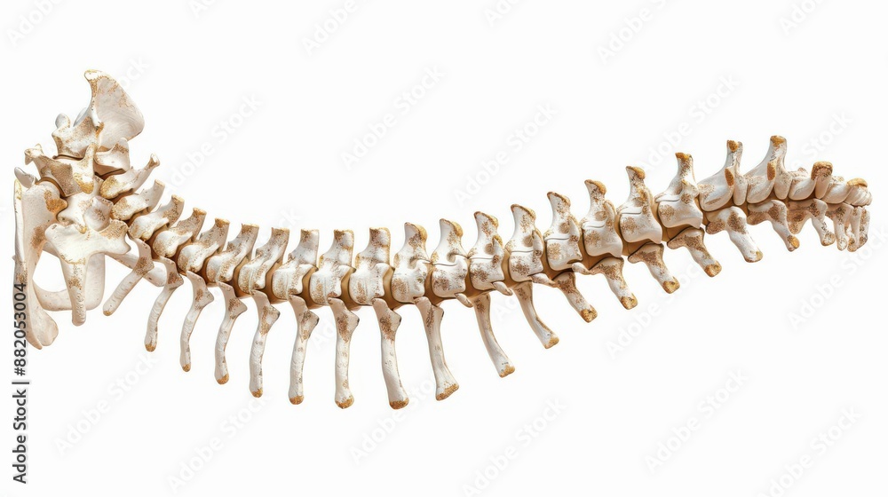 Human spine illustration, detailed vertebrae, side view, medical ...