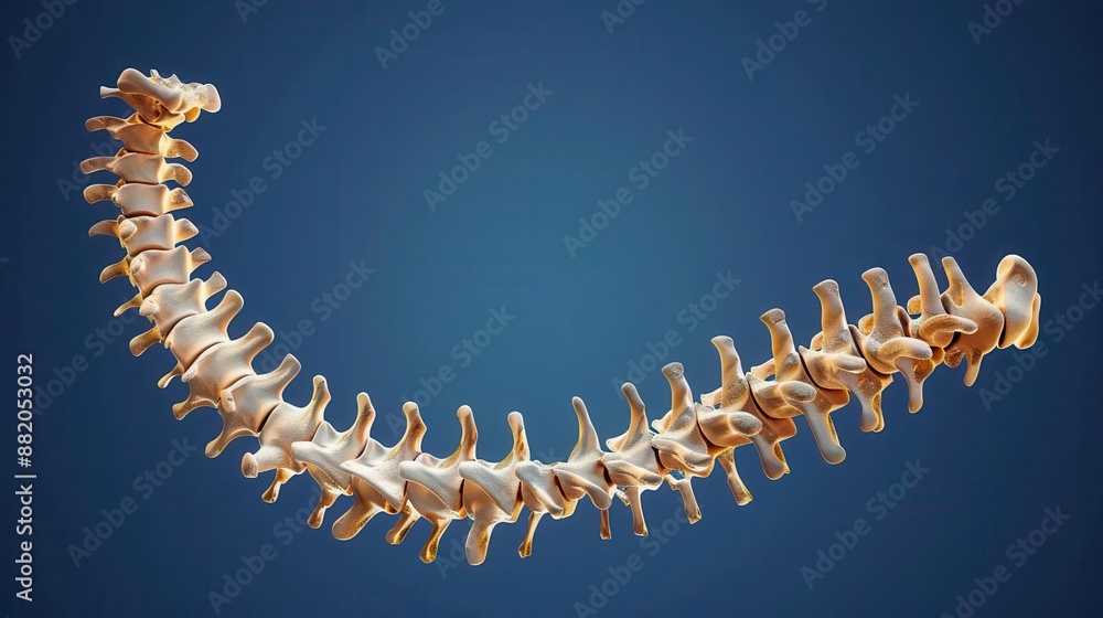 Human spine illustration, detailed vertebrae, side view, medical ...