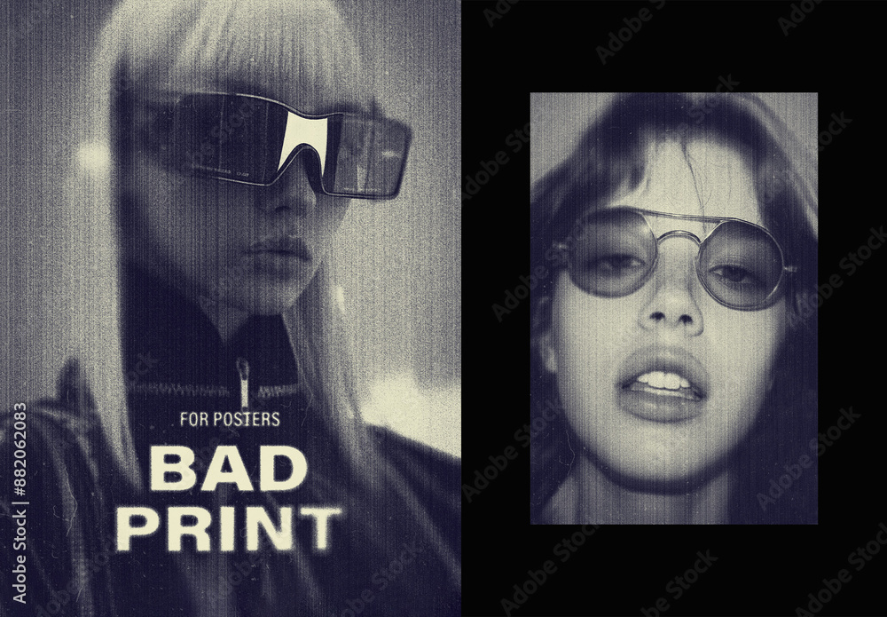 Broken Printer Poster Photo Effect Mockup Stock Template | Adobe Stock